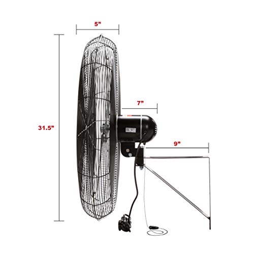 TPI Corporation Single Phase Wall Mount Commercial Circulator – 30" Diameter, 120 Volt Exhaust Fan – Ventilation Fans. Commercial Extractor Fans