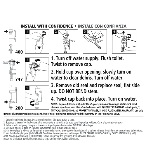 Fluidmaster 242 Toilet Fill Valve Seal Replacement Part, Fits 400A Fill Valve , Black