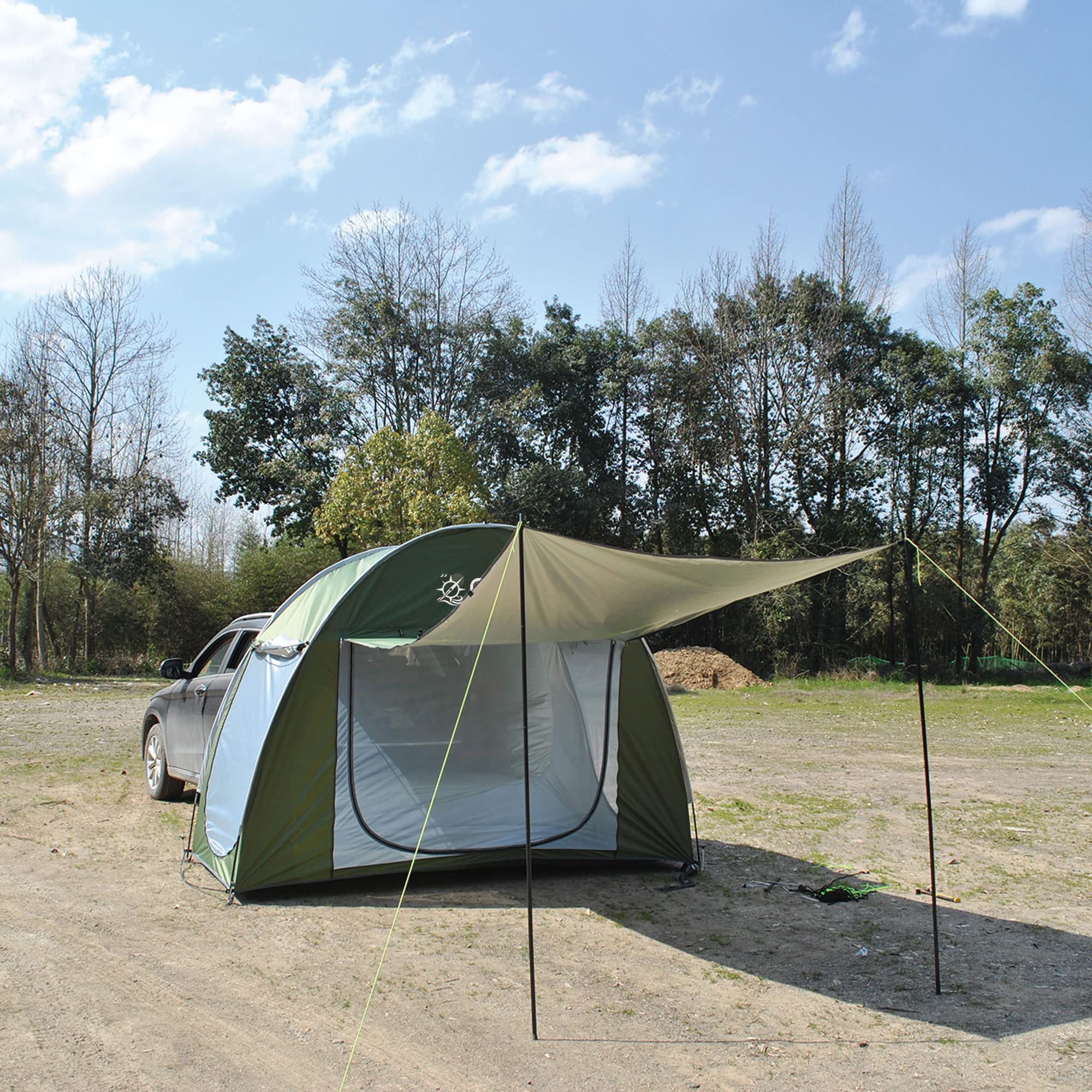 Car Tent Has Big Screen Room - SUV Camping Tents with Tall Hall - Rear Tent Tailgate Tent Universal Fit