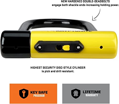 Kryptonite New York Standard Bike U-Lock, Heavy Duty Anti-Theft Bicycle U Lock Sold Secure Gold, 16mm Shackle with Mounting Bracket and Keys, Ultimate Security Lock for Bicycles E-Bikes Scooters