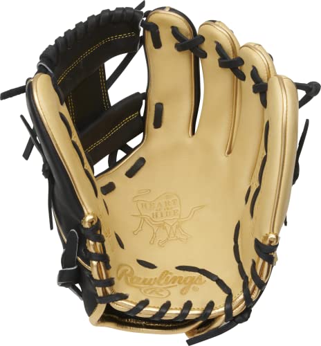 Rawlings | HEART OF THE HIDE Baseball Glove | CONTOUR - Youth Fit | Advanced Break-In | 11.5" | Pro I Web | Right Hand Throw | Camel/Black