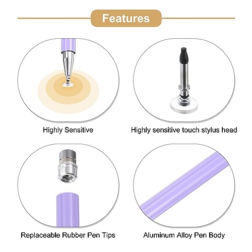 MECCANIXITY Stylus Pens for Touch Screens Magnetic 2 Fine Point Disc Universal Capacitive Pen Sensitivity for All Capacitive Touch Screen, Purple