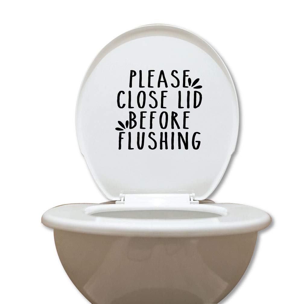 Farmhouse Styled Bathroom Toilet Lid - "Please close lid before Flushing" Vinyl Decal Sticker #FMH2