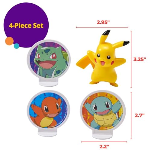 DecoSetĀ® Pokemon Light Up Pikachu Cake Topper, 4 - Piece Decoration Set, Birthday Decorations For All Size and Shape Cakes