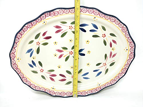Temp-tations Set of 2 Platters: 18" x 13" and 12" x 8.75", Ceramic (Old World Blue)