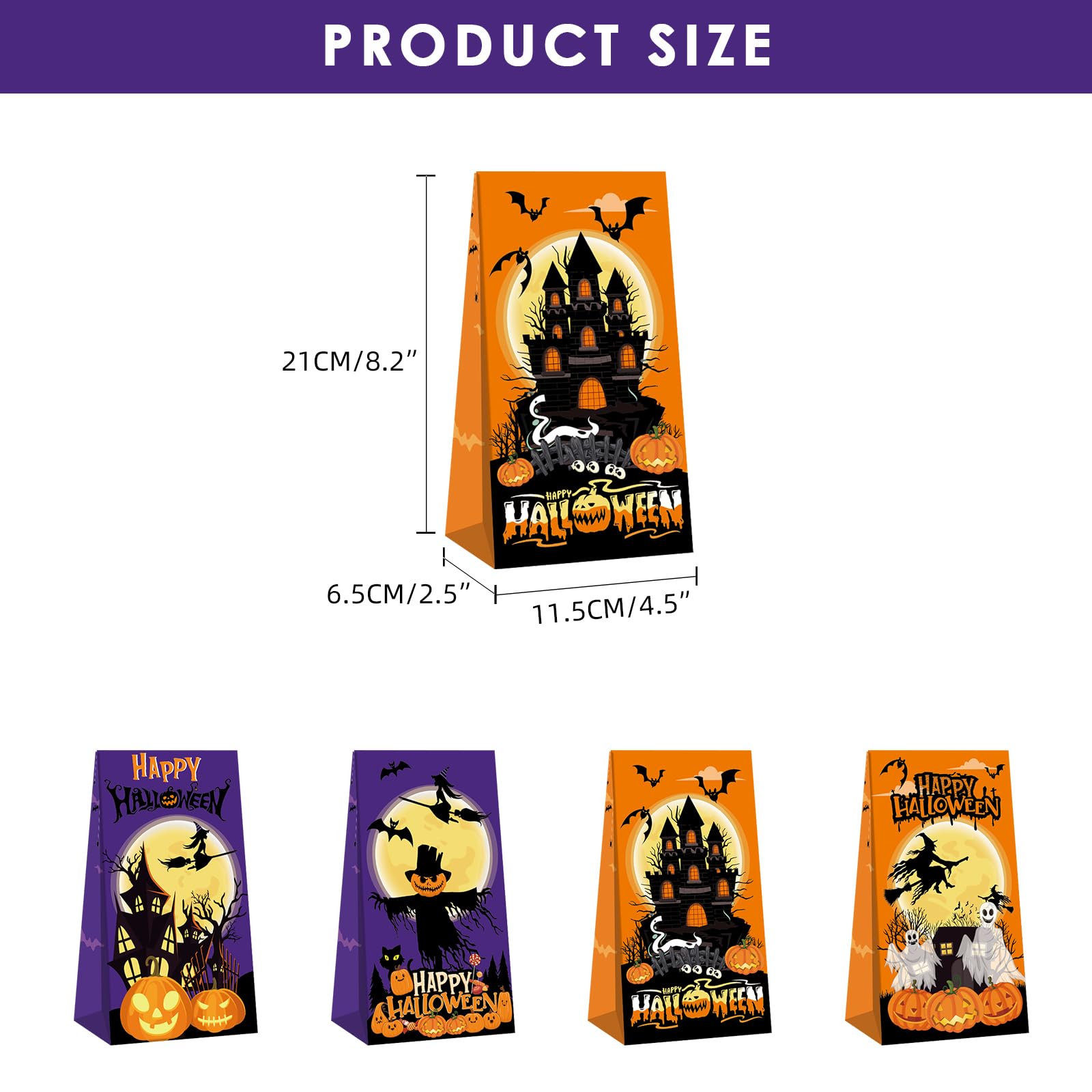 BXGH Halloween party gift bag with 12 pieces of Halloween decorations - double sided printing, ideal for decorating children's birthday parties