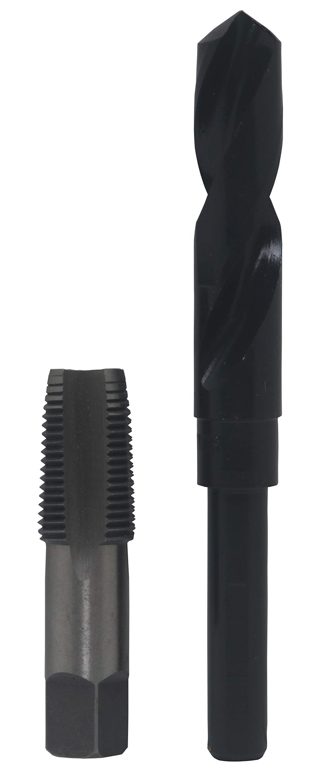 Drill America - DWTPT1/8-1SET 6 Piece NPT Pipe Tap, 1/8", 1/4", 3/8", 1/2", 3/4" and 1" in Wooden Case & POU1/2NPTW/DRILL 1/2" Carbon Steel NPT Pipe Tap and 23/32" High Speed Steel Drill Bit Set
