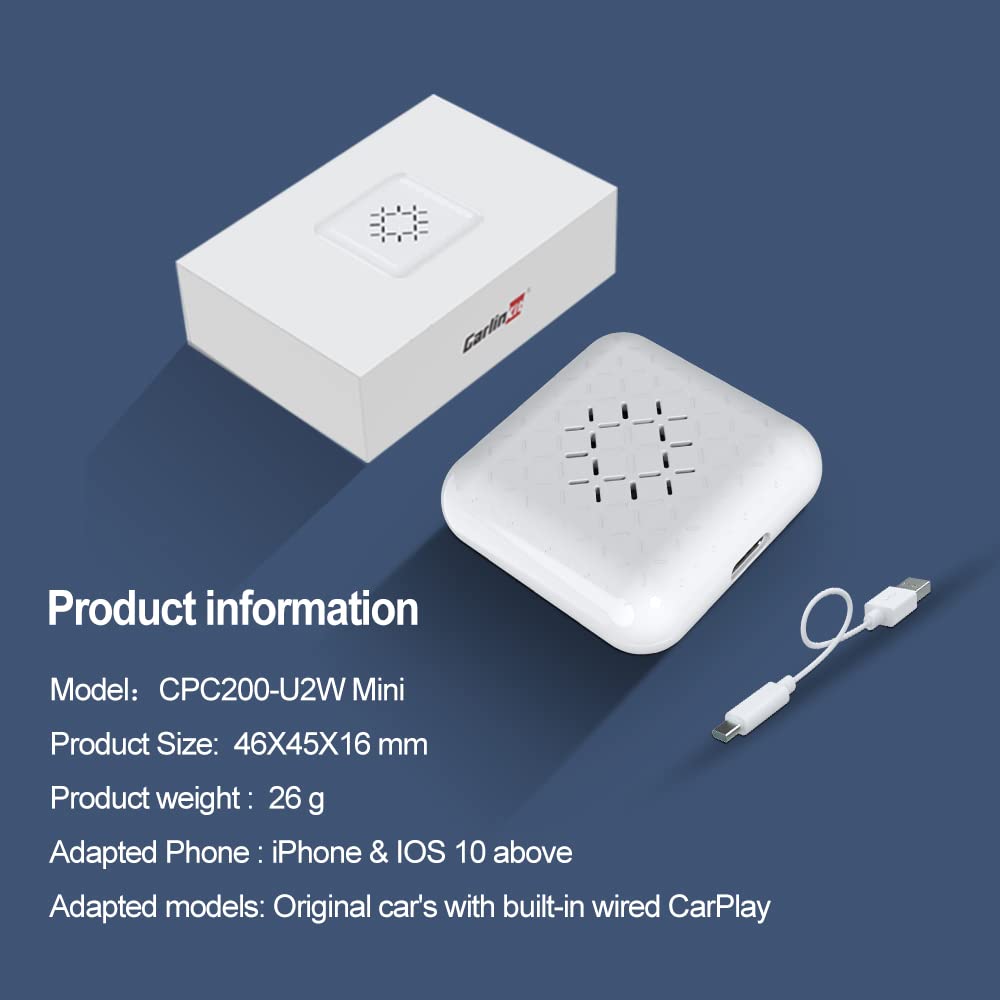 CarlinKit Mini Wireless CarPlay Adapter with This New Faster Wi-Fi 5 Chipset/Internal Hardware, for Factory Wired Carplay Cars Model Year:2017-2022,Support Online Update