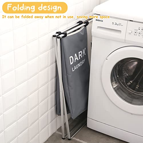 Laundry Basket, 136L Laundry Hamper 2 Section Clothes Laundry Bin Sorter, Waterproof Foldable Washing Storage Bags for Dirty Clothes, Toys, Towel in Bathroom Bedroom Organization (White+Black)