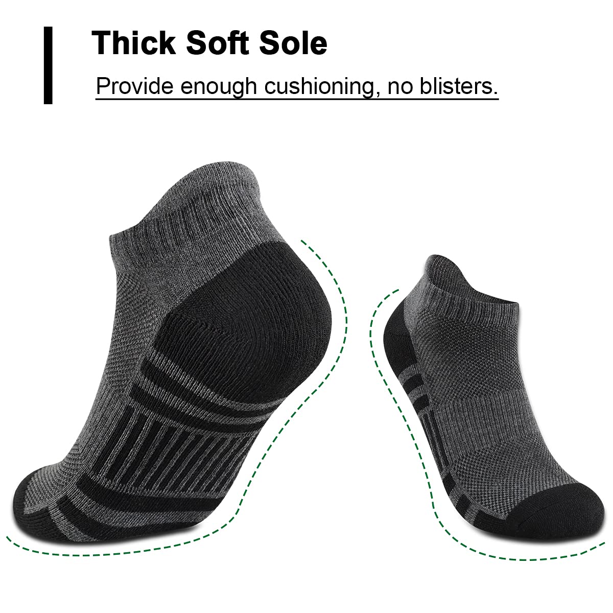 COOVAN Mens Ankle Athletic Socks Men 8 Pack Running Cushioned Breathable Low Cut Tab Socks