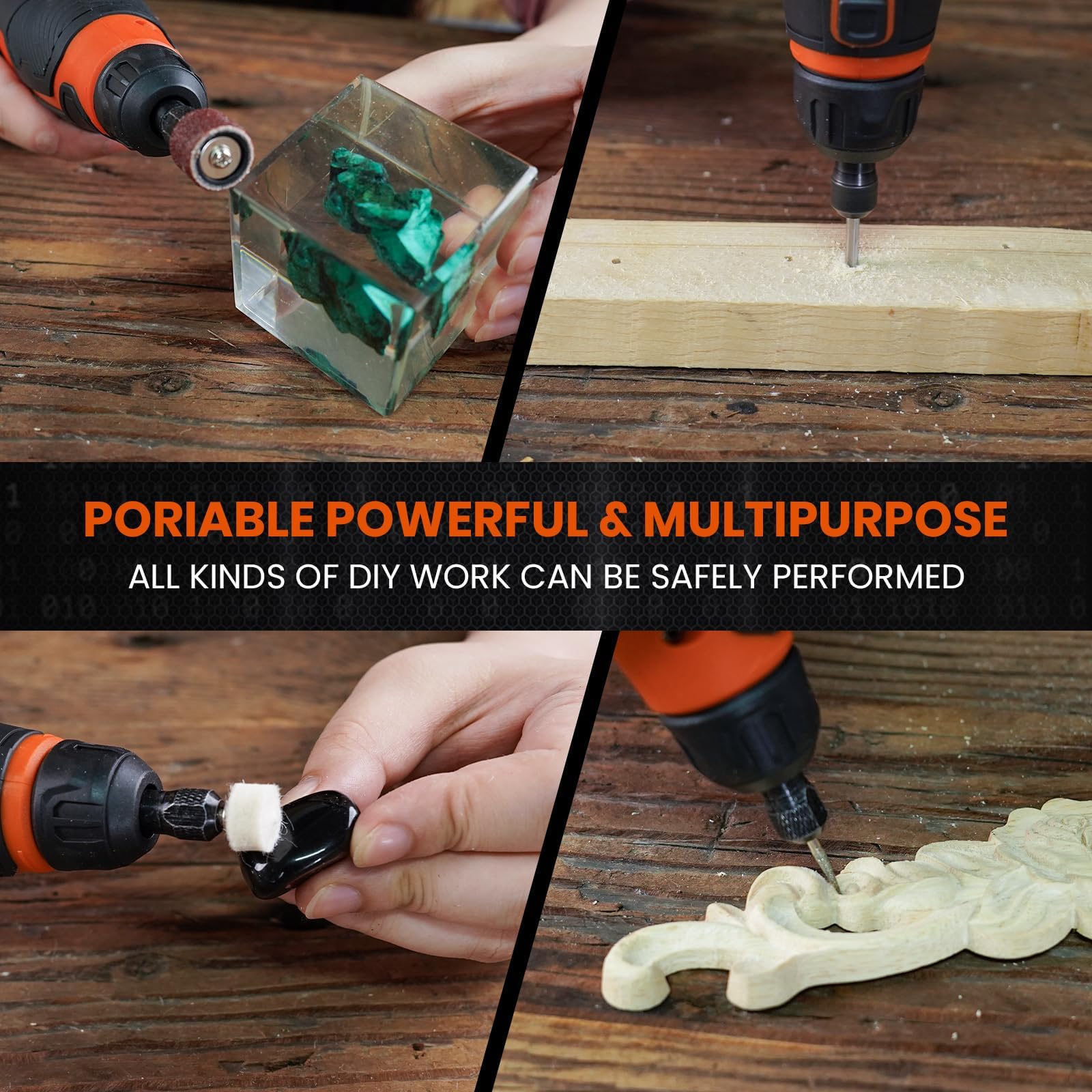 HARDELL 12V Cordless Rotary Tool, 6-Speeds Rotary Tool Kit, 30000RPM Power Rotary Tools 94 Rotary Tool Accessories for Engraving, Sanding, Polishing, Cutting, Carving, DIY and Craft Projects