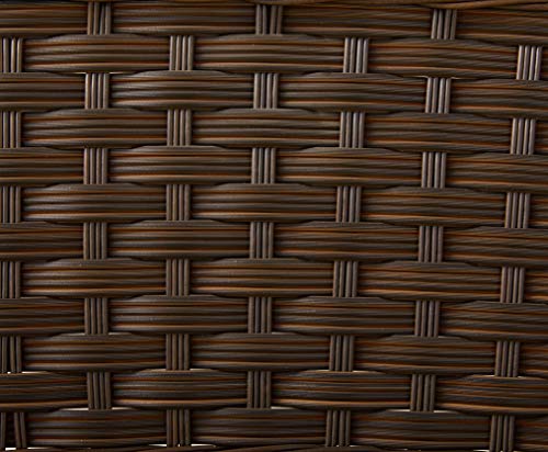Jeco Wicker Patio Love Seat and Coffee Table Set with Tan Cushion, Espresso