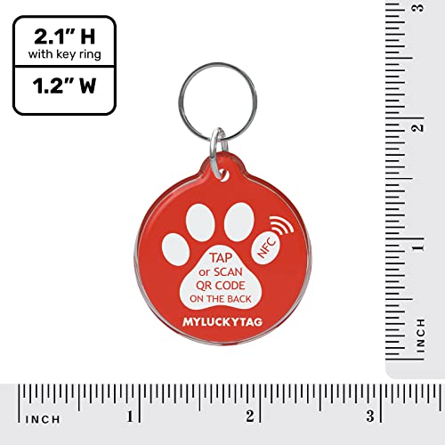 MYLUCKYTAG NFC & QR Code Smart Pet ID Tag Personalized Dog Cat Tag, Online Pet Profile, Pet Location Alert Email, Digital Pet Tag, Quiet Pet Tag, Durable Pet ID, Dog Collar Tag