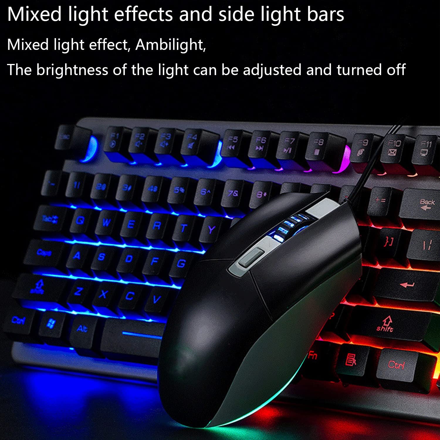 EXHNLE Wired Gaming Keyboard and Mouse Combo, RGB Backlit Keyboard with 104 Key, USB Wired Backlit Keyboard, for Laptop PC Computer Game and Work