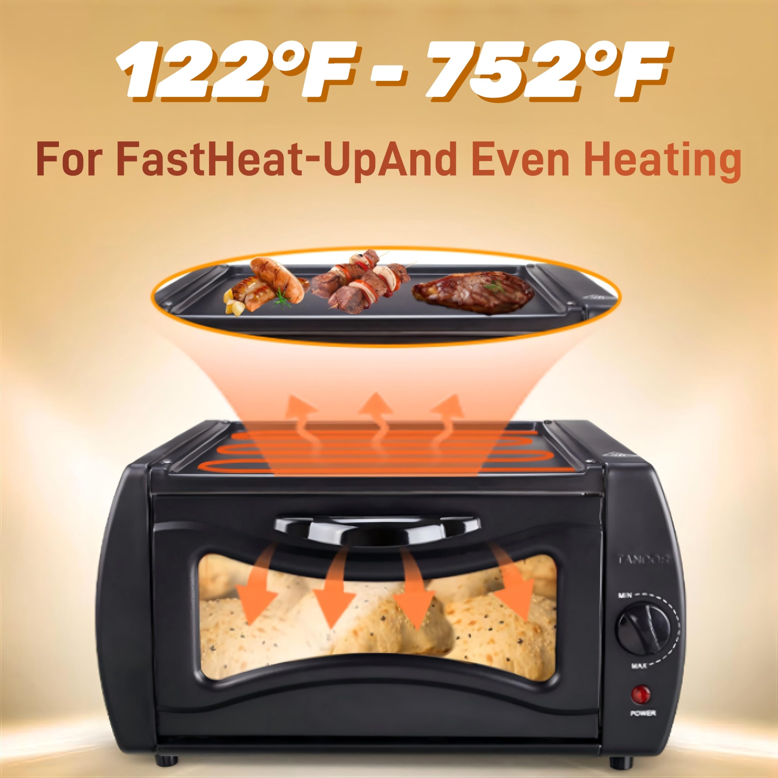 Electric Tandoor Oven for Naan, Roti and Pizza - 15L Countertop Pizza Maker, 4-Minute Cooking, 122°F-752°F Temperature Control, Multi-Function Griddle Toaster Bread Oven