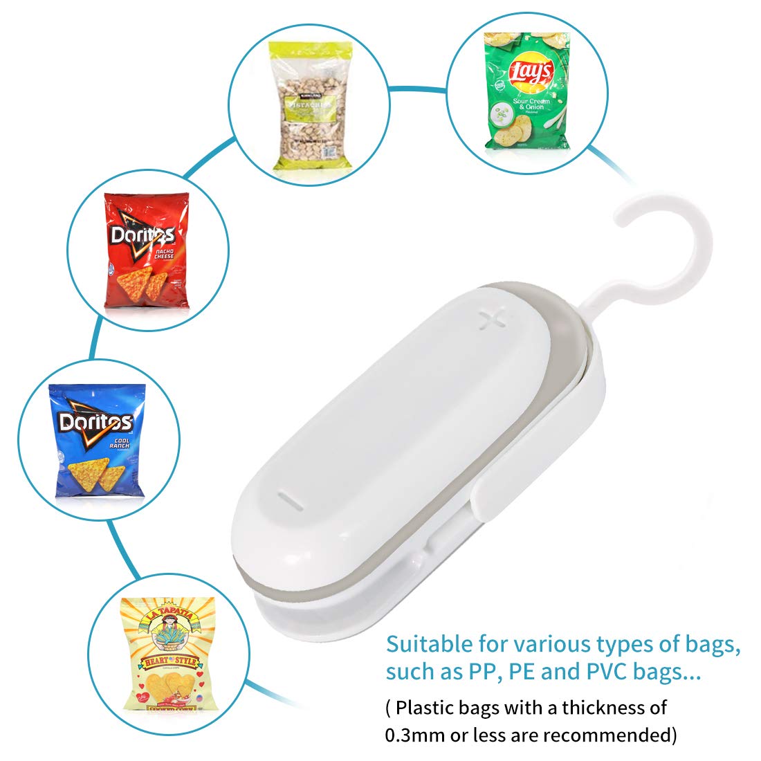 mempedont Mini Bag Sealer – Heat Sealer for Plastic Bags – Vacuum Food Sealer and Cutter – Portable and Practical– Handheld Bag Sealer – Set of 2