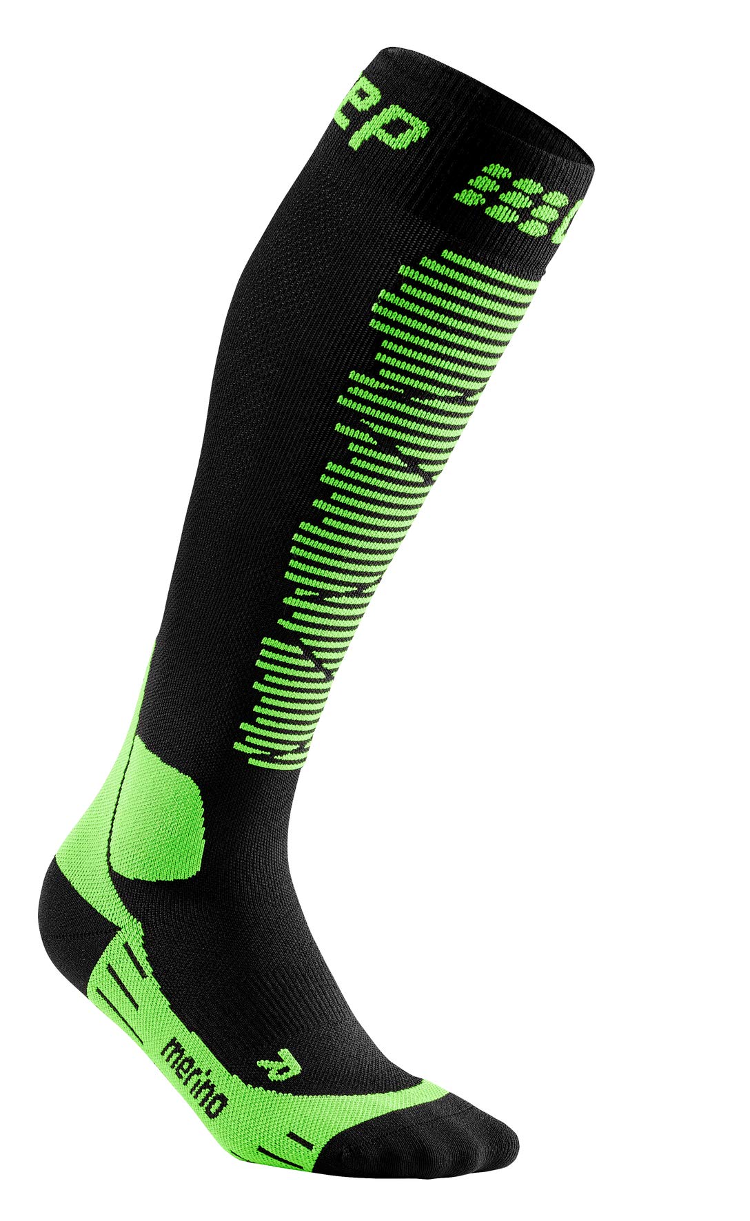 CEP ski merino socks, black/green, women III