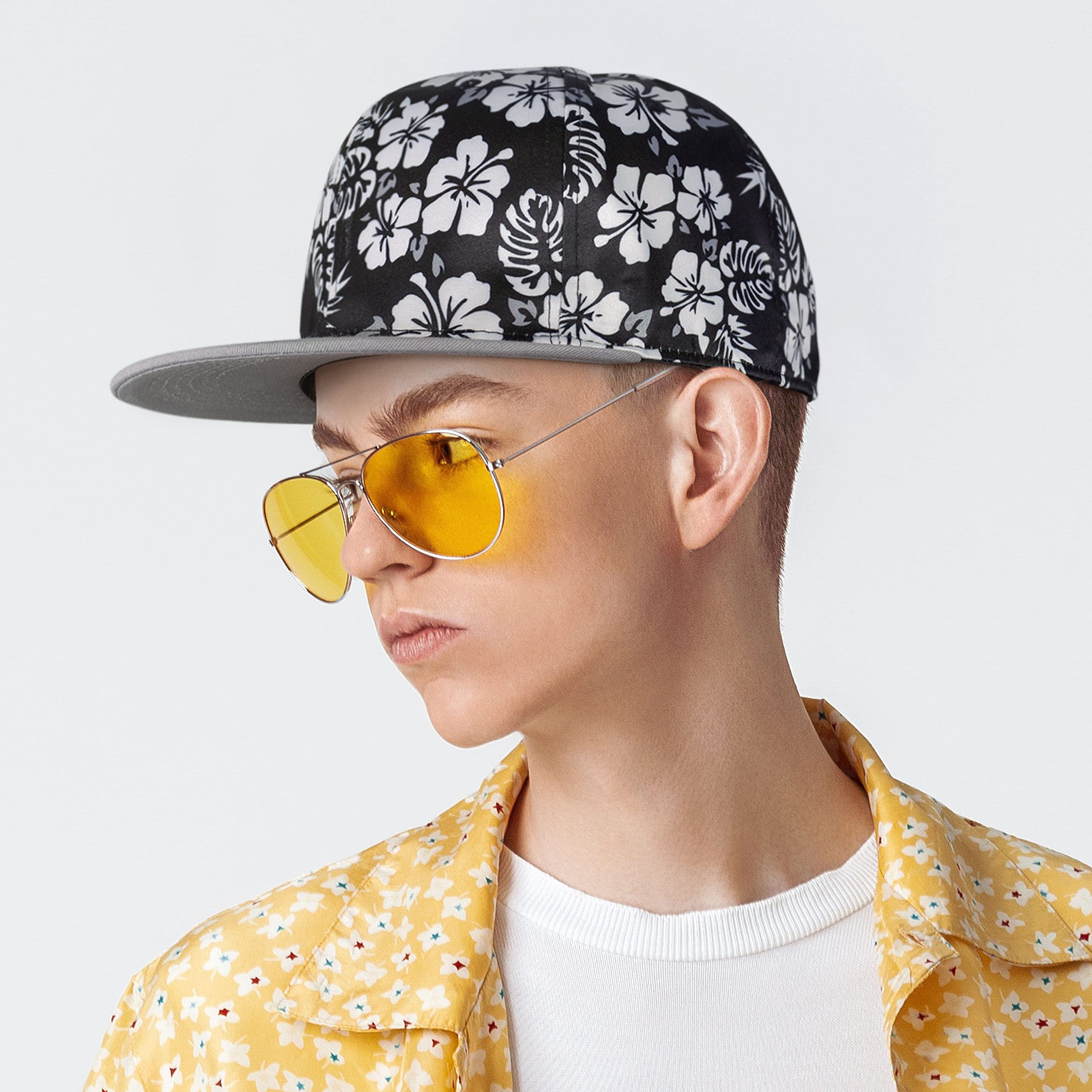 CHOK.LIDS Hawaiian Floral Snapback Hats Flower Pattern Design Tropical Day Vacation Surf Skate Street Flat Bill Baseball Caps (Turquoise)