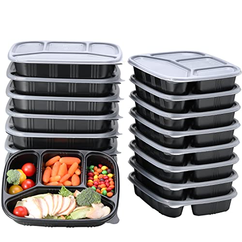 OTOR Meal Prep Containers 34oz Bento Boxes 4 Compartments with Clear Airtight Lids Food Storage lunch box Stackable Travel Containers 15 Sets BPA Free Dishwasher,Microwave,Freezer Safe