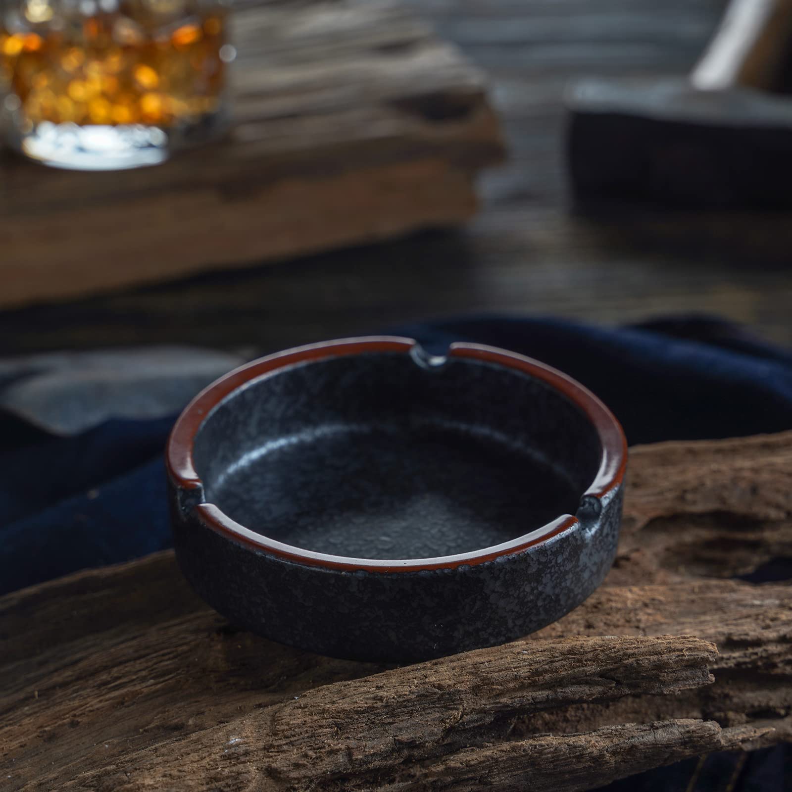 Ceramic Ashtray,Home Ashtray,Ashtray,Cigarette Ashtray For Indoor Or Outdoor Use,Coffee bar ashtray,Cool Lava Dazzling Black Ashtray