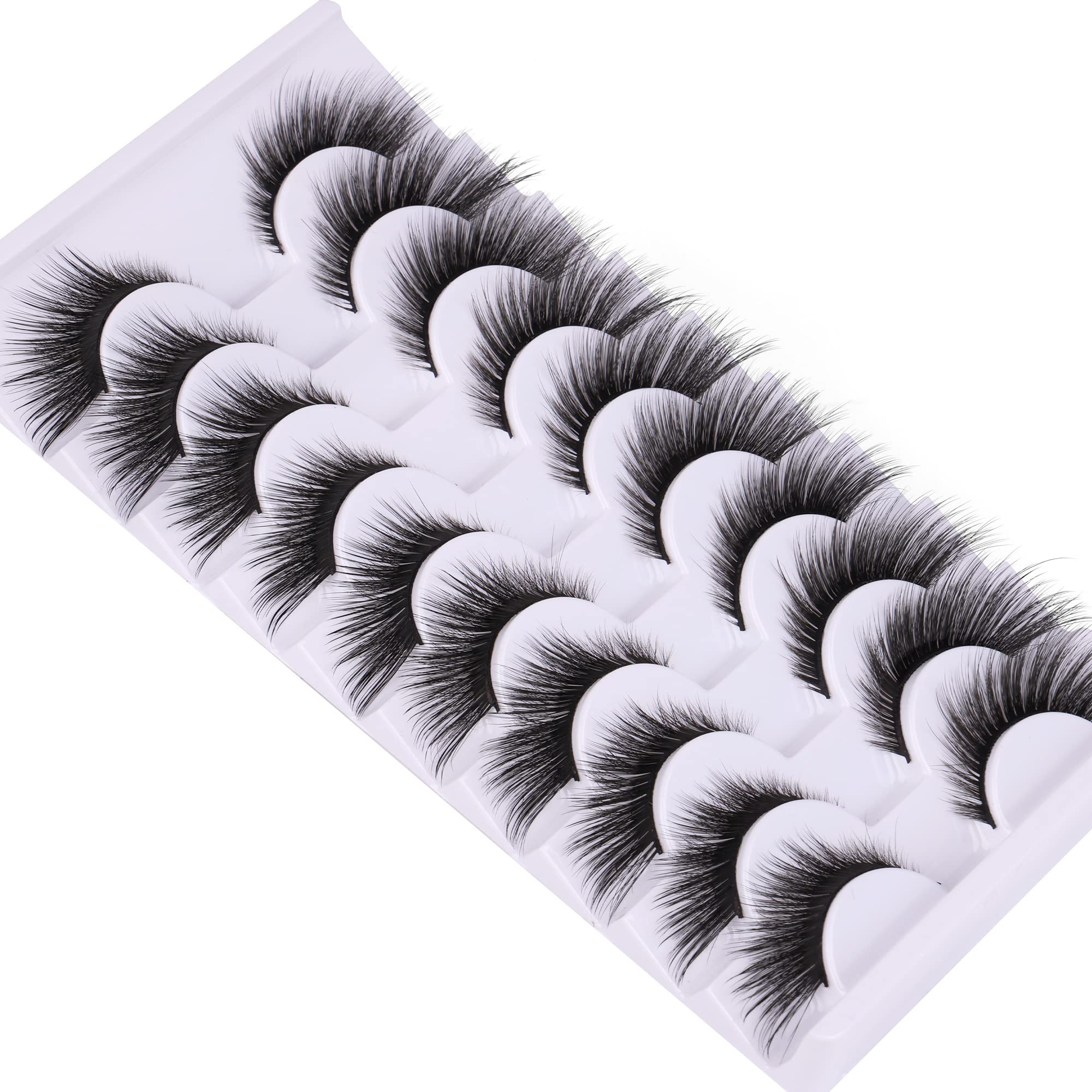 False Eyelashes Fluffy Dramatic Faux Mink Fox Eye Lashes 20MM Full Volume Angel Lashes like Lash Extension for Lift Effect Pack Lashes 10 Pairs by Yawamica Black