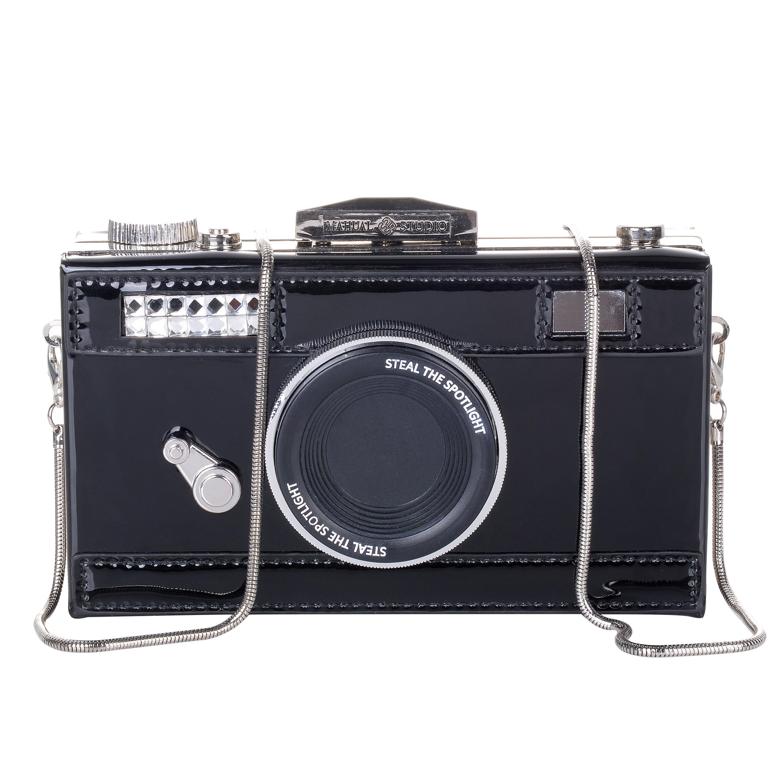 QZUnique Camera Shoulder Bag Snapshot PU Leather Crossbody Bag Vintage Novelty Cute Handbag Purse