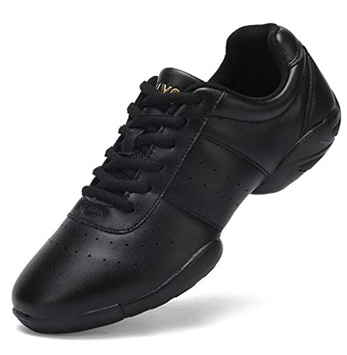 DADAWEN Adult & Youth White Cheerleading Shoes Sport Training Tennis Sneakers Competition Cheer Shoes Black US Size 7/EU Size 38