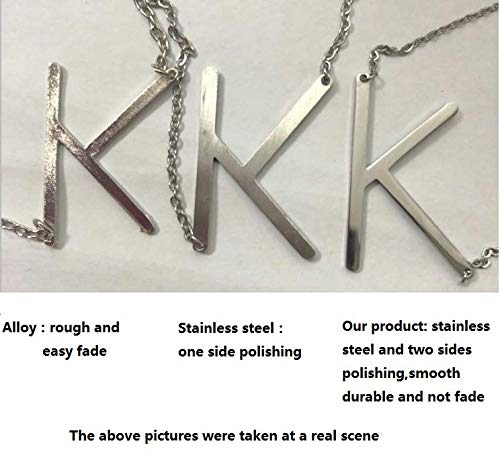 WIGERLON Stainless Steel Initial Letters Necklace for Women Color Gold and Silver from A-Z Letter Letter A Color Sliver