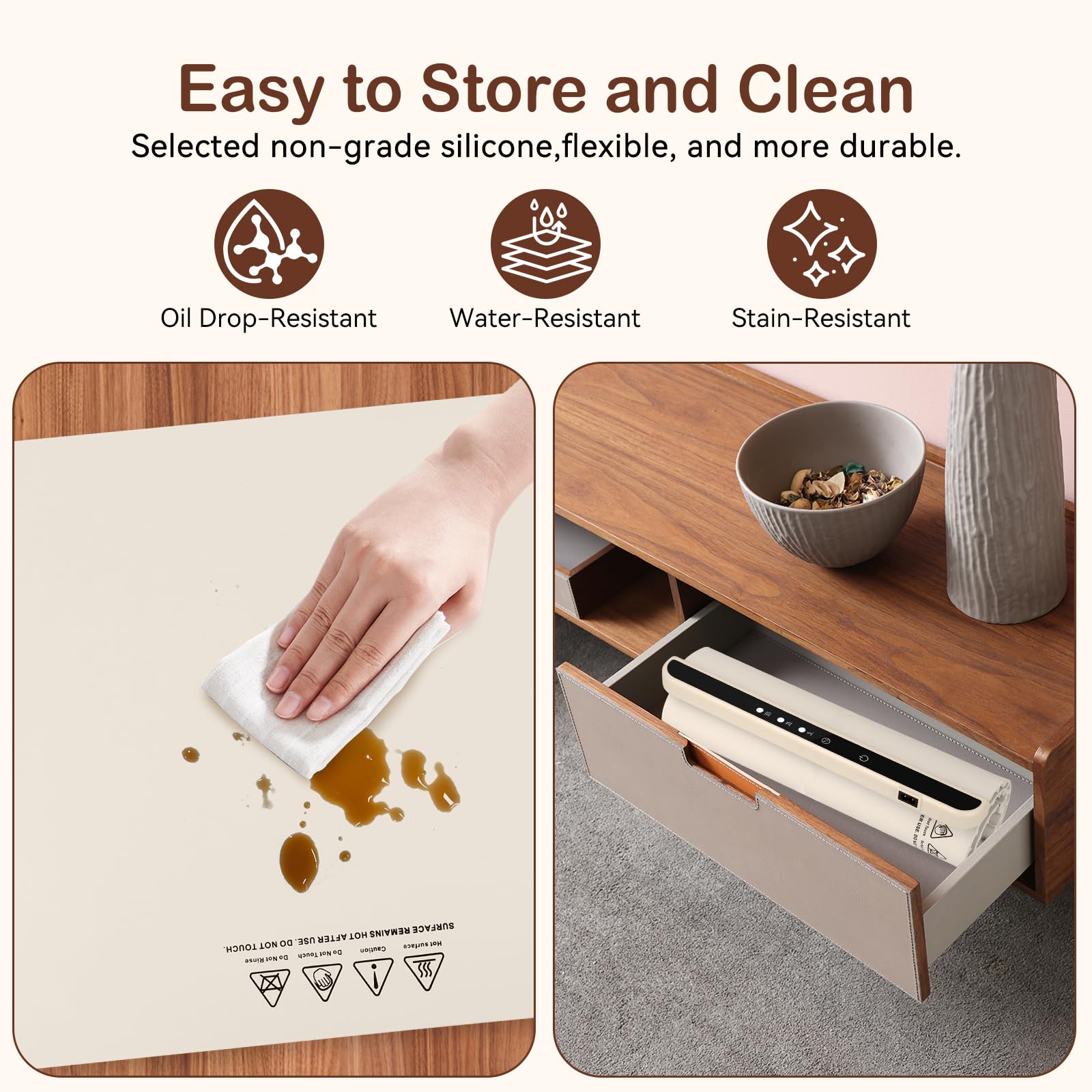 Electric Warming Tray, Food Warming Mat for Parties & Buffets with 3 Temperature & Fast Heating, Electric Food Warmer Mat, Foldable Silicone Heating Mat