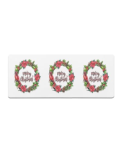 Merry Christmas Bath Mat for Tub,Non Slip Bathroom Floor Runner Rug Quick Dry & Absorbent Diatomaceous Earth Shower Sink Bedroom Kitchen Washable Doormat,Winter Poinsettia Holly Pine Berries 18"x47"