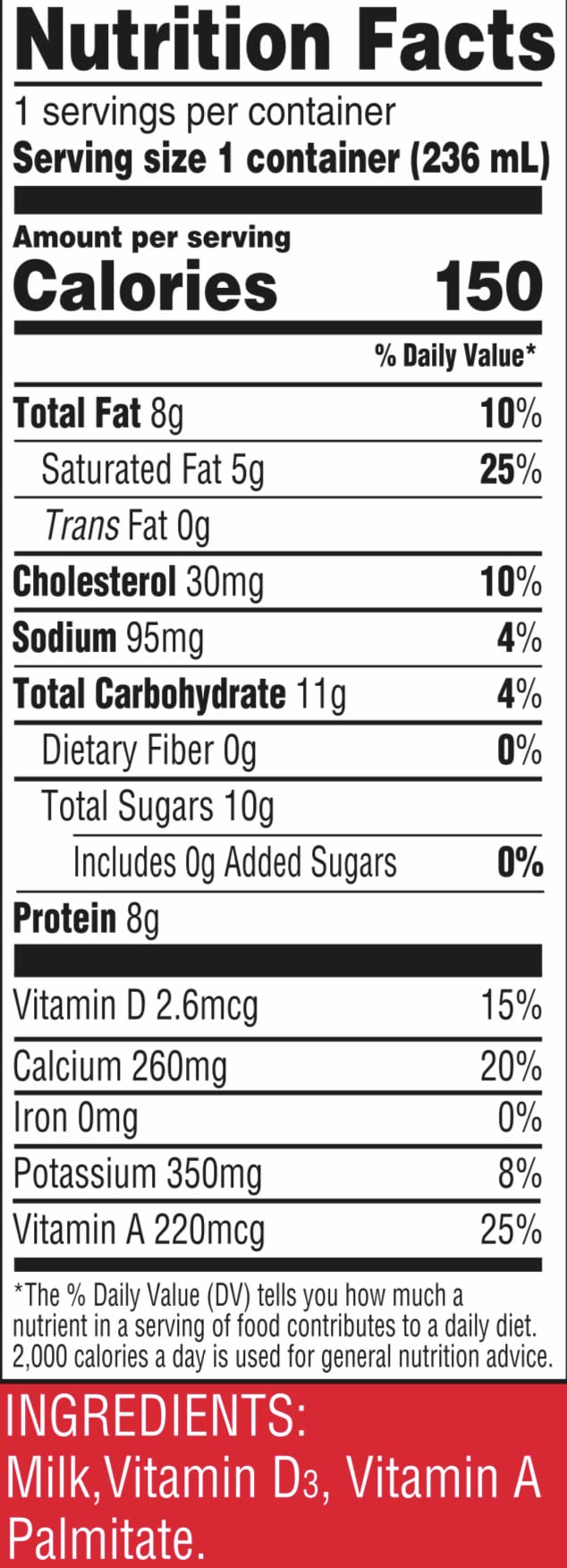 Blue Valley Whole Milk, Open Pasture, Shelf Stable, Cholov Yisroel-8Fl Oz-(24 PACK)