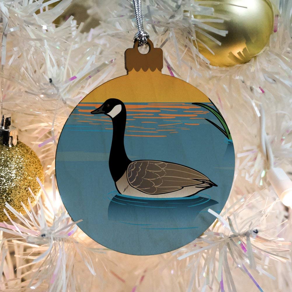 Canadian Goose Geese Swimming Canada Wood Christmas Tree Holiday Ornament