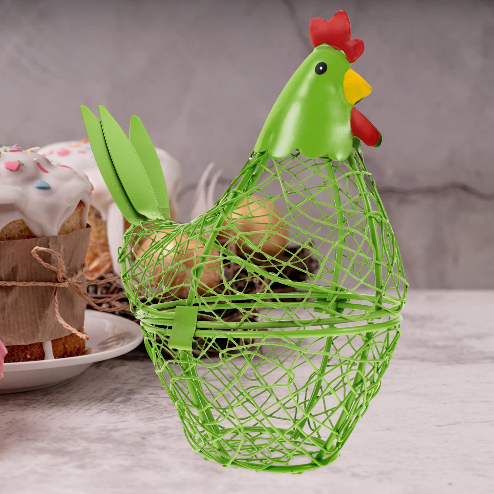 Didiseaon Fresh Egg Holder Eggs Gathering Basket Hen Egg Basket Iron Storage Rack Vintage Kitchen Storage Basket Vegetable Basket