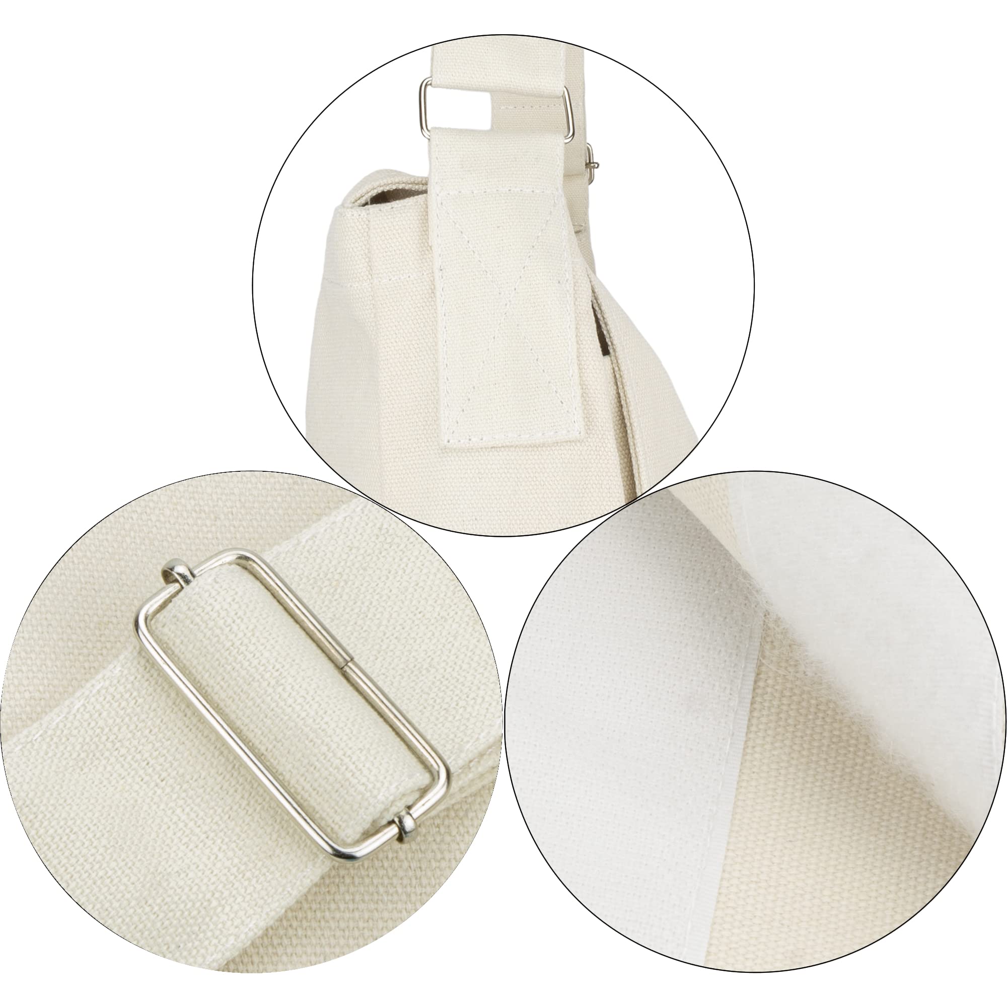 Canvas Messenger Bag Cross Body Bag Shoulder Bag Simple Design Thick and Sturdy (Beige)