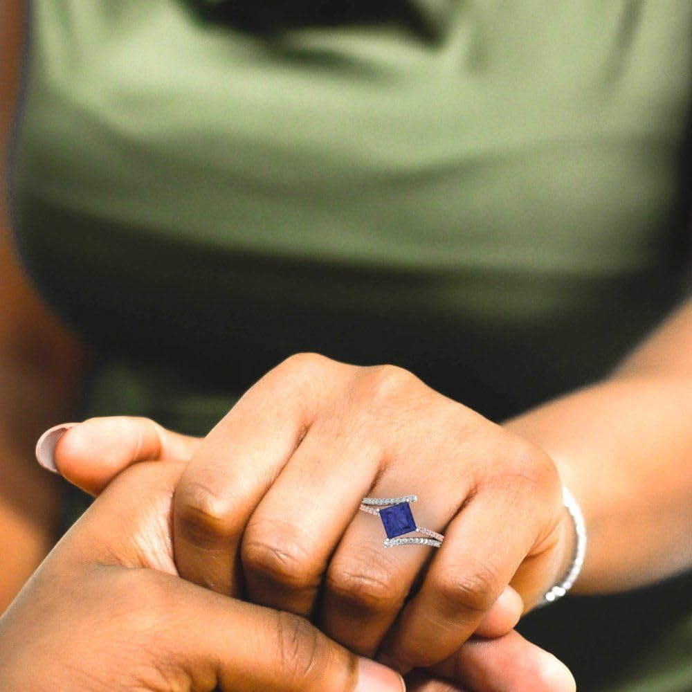 Clara Pucci 2.45 ct Princess Cut Criss Cross Solitaire VVS1 Blue Tanzanite Designer Bridal Engagement Ring 14k Multi Gold 8