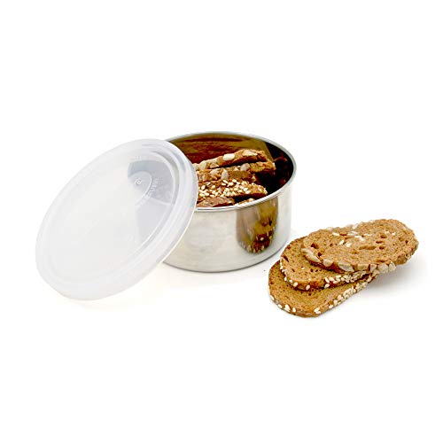 U Konserve Stainless Steel Round Food-Storage Lunch Container 9oz - Clear Airtight Lid - Dishwasher Safe - BPA Free - Reduce Waste at Home and On the Go