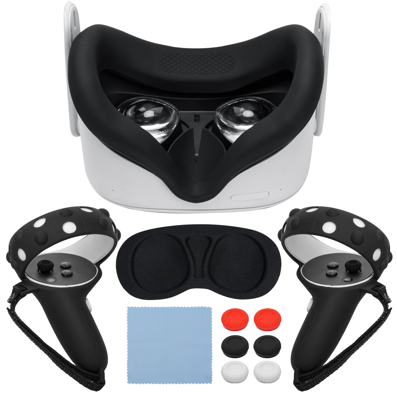 Controller Grips Cover with Face Cover for Meta Oculus Quest 2,Accessories for Oculus Quest 2, VR Silicone Face Cover with Lens Protective Cover, Protect Your VR in All Aspects