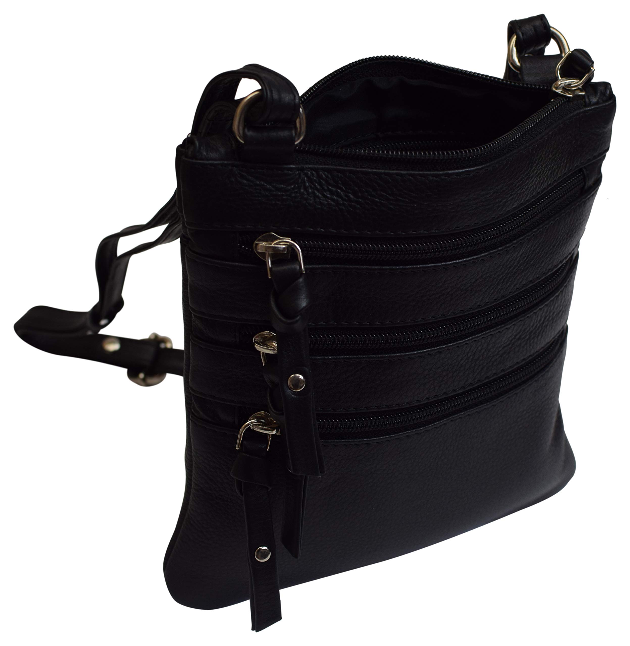 Women's Purse Crossbody Handbag Premium Genuine Leather Shoulder Bag Luxury Gift for Ladies (Black)