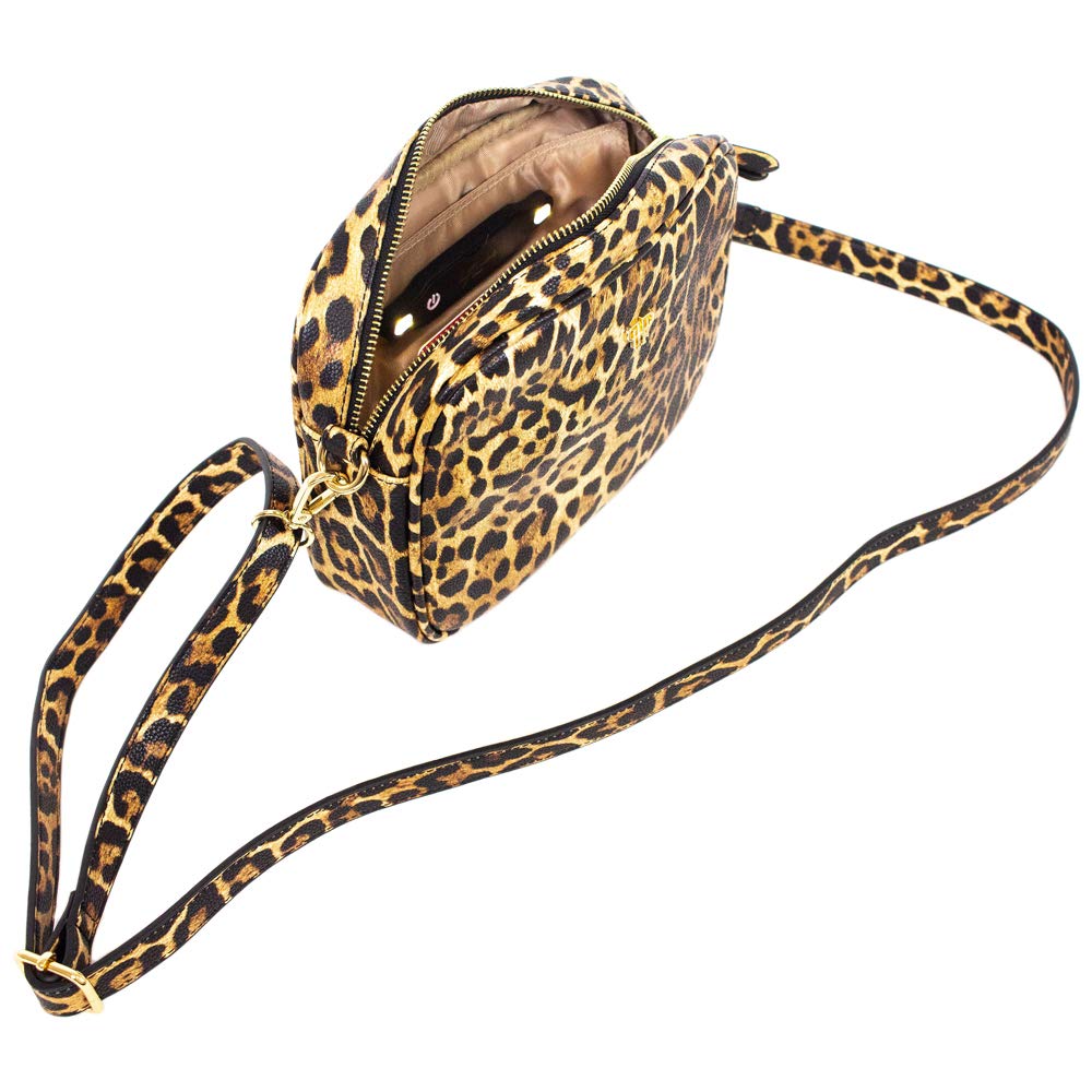 Women's Small Lighted Leopard Crossbody Bag - Dual Shoulder and Belt Function