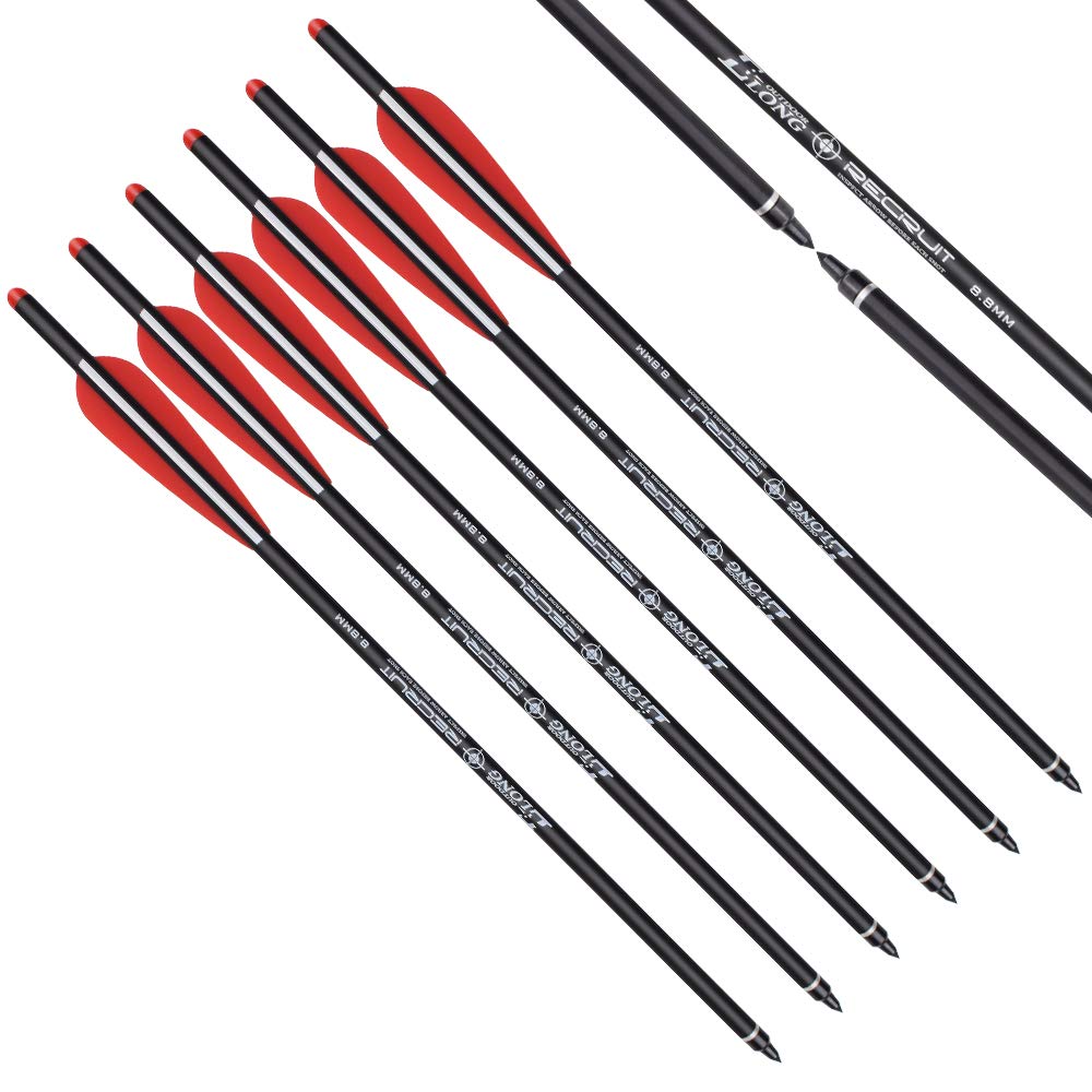 Carbon Crossbow Bolts 16 Inch Hunting Archery Arrows with 4" Vanes Replaced Arrowhead Tip 12PCS