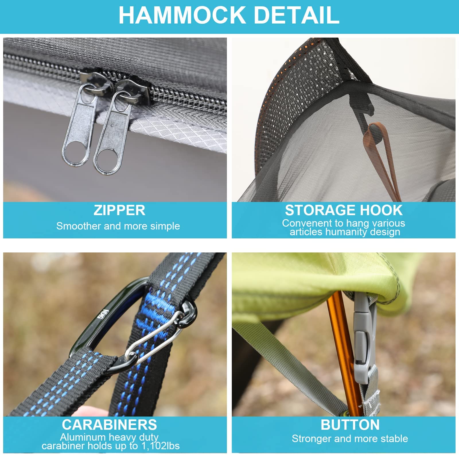 Camping Hammock Tent with Rain Fly Tarp and Mosquito Net Tree Straps,1-2 Persons Bivvy Hammock Set for Backpacking Hiking Travel Yard Outdoor Activities,Blue 108" x 60" x 24"