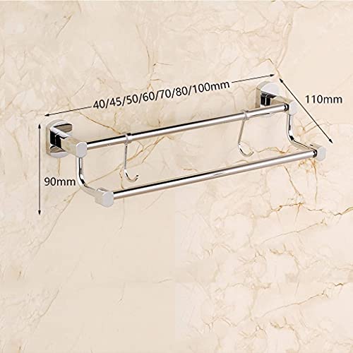 DREANNI Bathroom Shelves, Wall Mounted Towel Rack Bracket Chrome with 2 Hooks Bathroom Towel Rack Accessory/100Cm