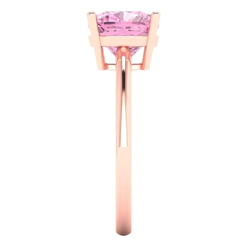 Clara Pucci 2.5 ct Cushion Cut Solitaire Pink Simulated Diamond Wedding Bridal Designer Anniversary Engagement Ring Real 14k Rose Gold