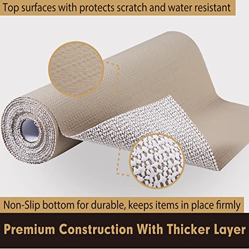 Premium Drawer and Shelf Liner for Cabinet, Non Adhesive Liner for Kitchen, Strong Grip Non Slip Shelf Liners for Kitchen Cabinets, Storage, Drawers, Shelves, Kitchenware and Tableware, Beige