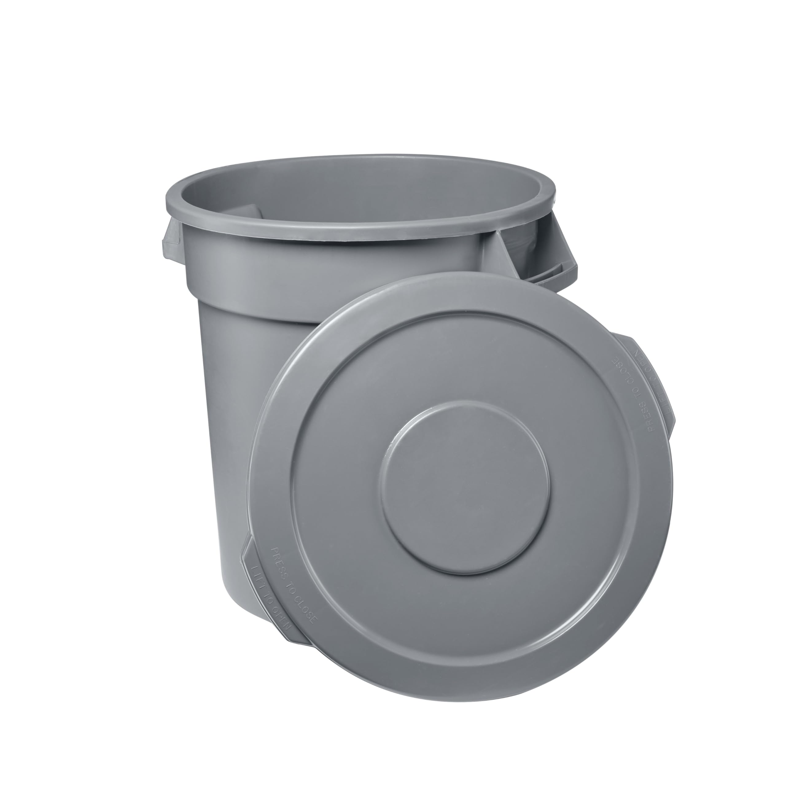 Feed and Seed Storage Container, 10 Gallon Gray Round Commercial Trash Can and Lid, Food Storage Plastic Bin, Use in Agricultural, Gardening, or Household