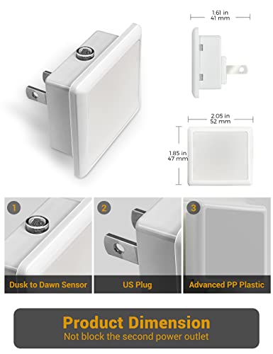 JandCase Night Lights Plug into Wall[4 Pack],Plug in Night Light with Auto Light Sensor,3000K Warm White,Bathroom NightLight for Adults,Hallway,Kitchen