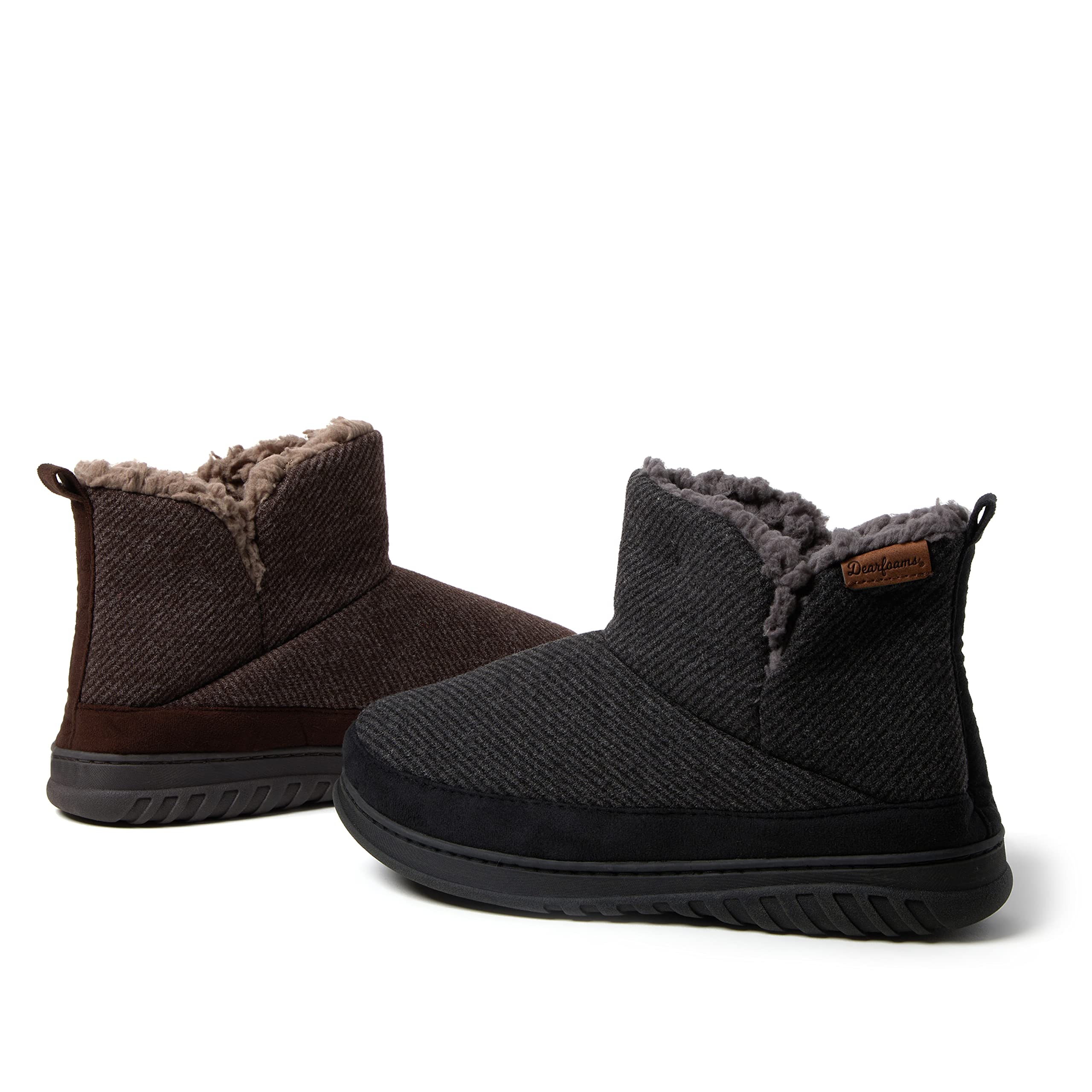 Dearfoams mens James Woven Boot Slipper, Coffee, X-Large US