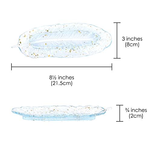 JANKOW 1 Pair DIY Handmade Long Leaf-Shaped Reptile Food Water Bowl, Plate Dish for Tortoise, Snake, Hermit Crab, and Chameleon for Drinking and Eating