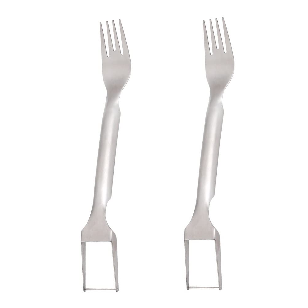 DOITOOL Watermelon Slicer Cutter 2 Pack, 2- in- 1 Watermelon Fork Slicer, Summer Watermelon Fruit Cutting Fork, Stainless Steel Fruit Forks Slicer Knife for Family Parties Camping