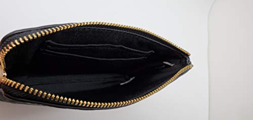Coach F67555 Signature Leather Corner Zip Wristlet, Im Black, Small